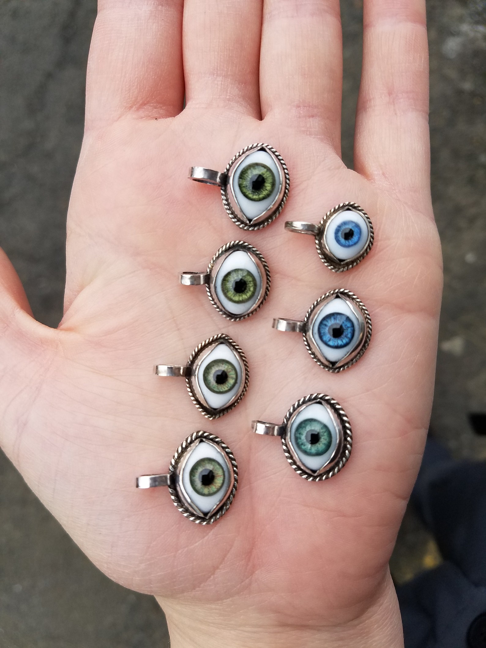 Simple Sterling Silver Glass Eye Necklace choose your own | Etsy