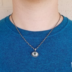 Simple Sterling Silver Glass Eye Necklace (choose Your Own) Handmade ...