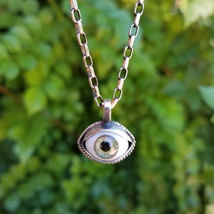 Simple Sterling Silver Glass Eye Necklace (choose Your Own) Handmade ...