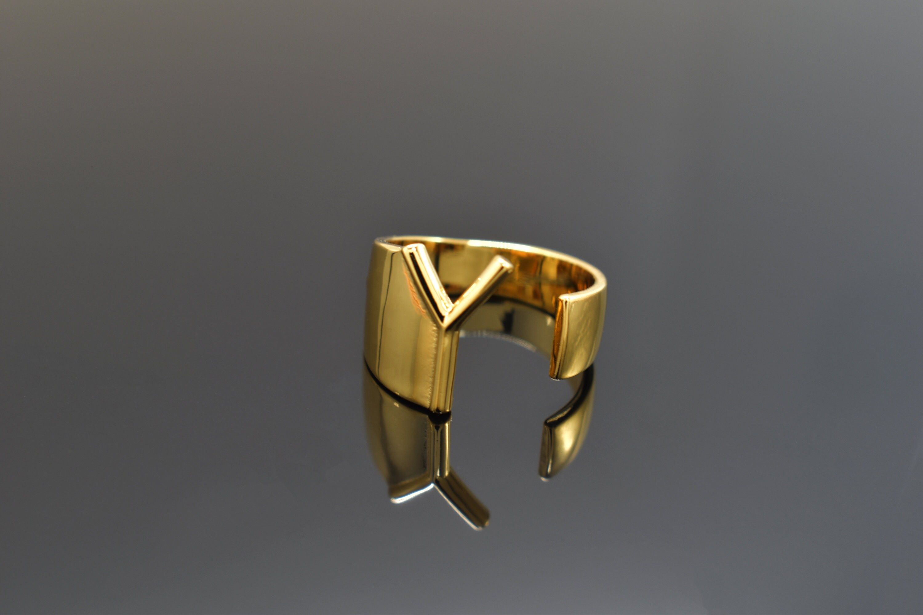 Alphabet Ring SARW-YG Y 1pc 16K Shiny Gold Plated Brass - Etsy