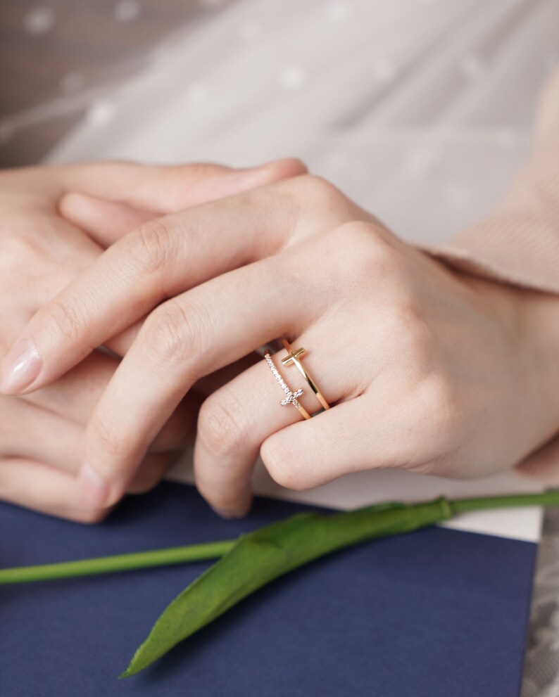 Ring, RI-13G, 1pc, 16K Shiny Gold Plated Brass, Cross Ring, Cubic Ring ...