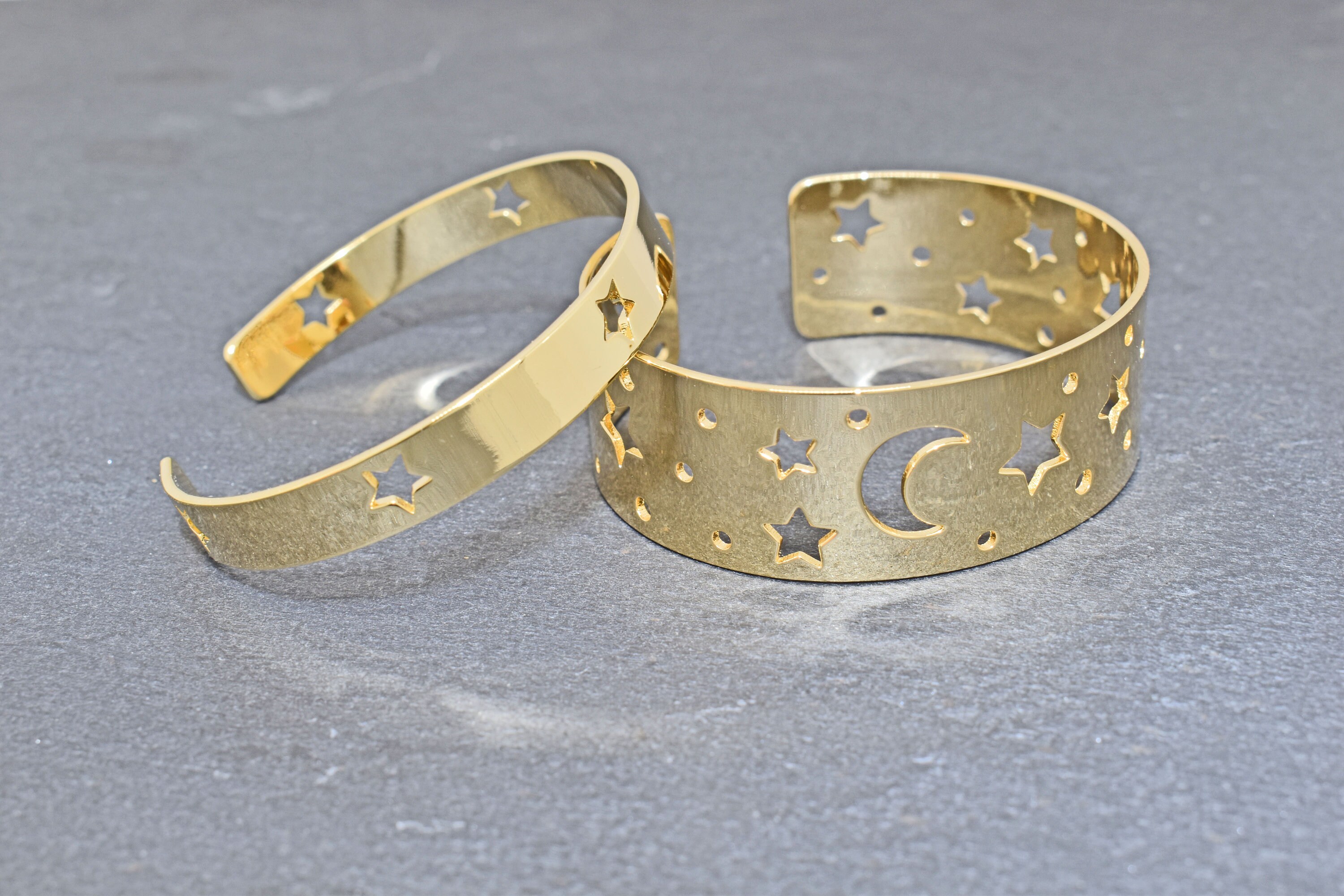 Star Bangle, BI-03G, 1pc, 16K Gold Plated Brass, 8mm Wide, Inner 60mm ...