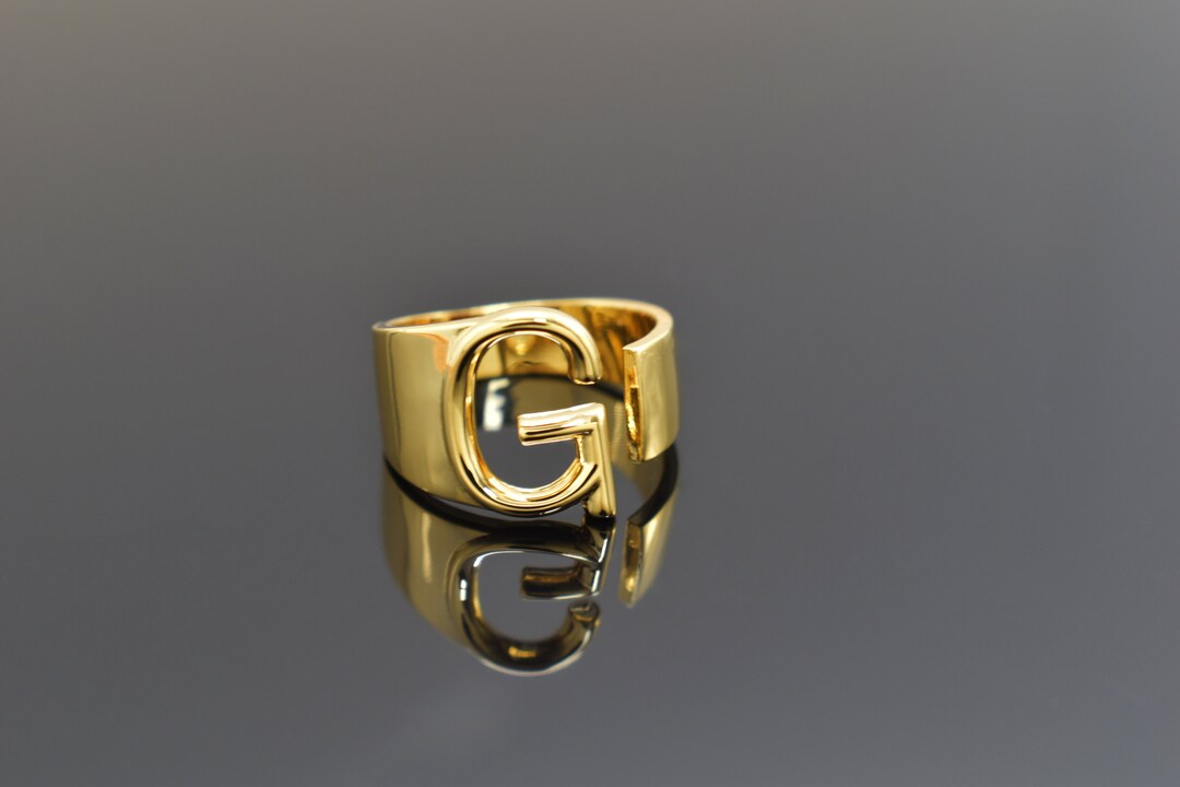Alphabet Ring, SARW-GG, G, 1pc, 16K Shiny Gold Plated Brass, Capital ...