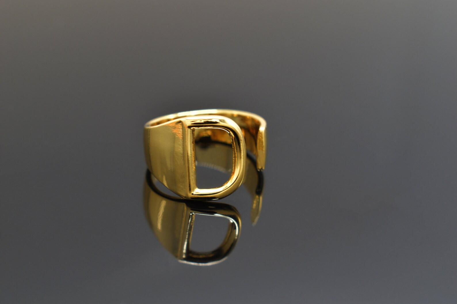 Alphabet Ring, SARW-DG, D, 1pc, 16K Shiny Gold Plated Brass, Capital ...