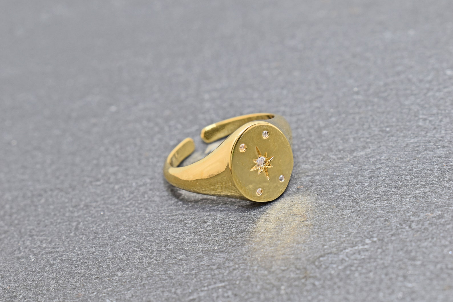 Ring RW-48G 16K Shiny Gold Plated Brass Adjustable Ring | Etsy