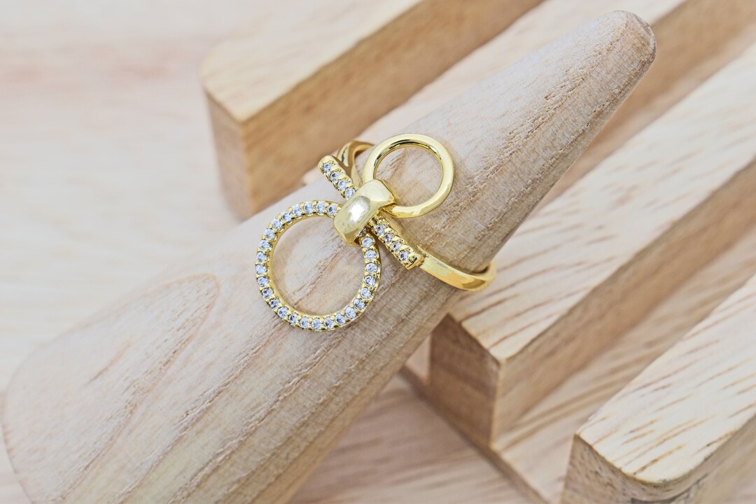 Ring, RW-34G, 16K Shiny Gold Plated Brass, Crown Ring, Movable Rings ...