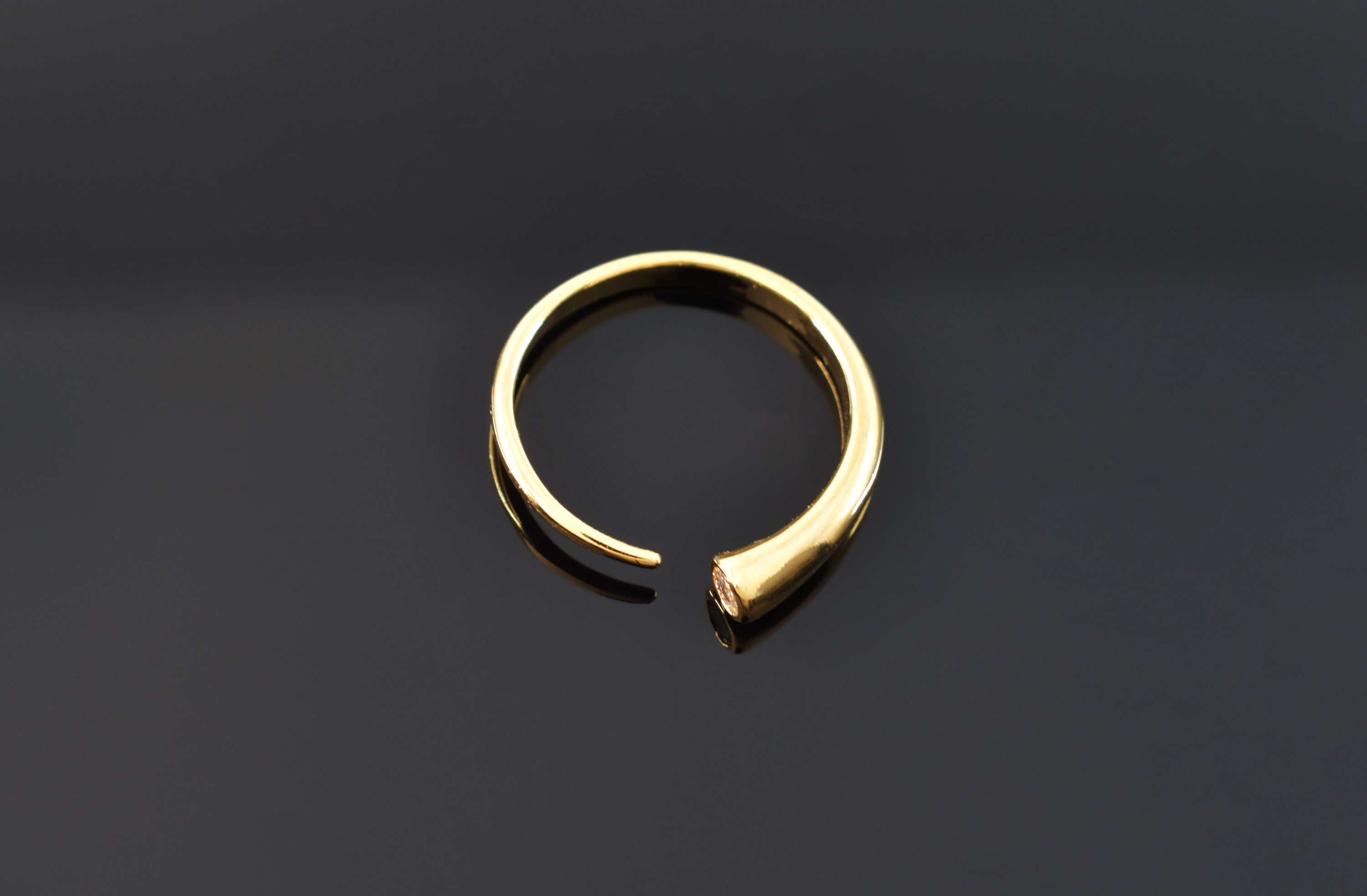 Ring, RI-56G, 1pc, 16K Shiny Gold Plated Brass, CZ Star Ring, Inner ...