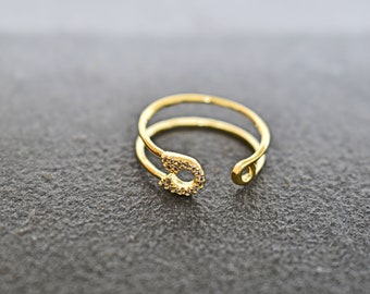 Ring RW-60G 16K Shiny Gold Plated Brass Adjustable Ring | Etsy