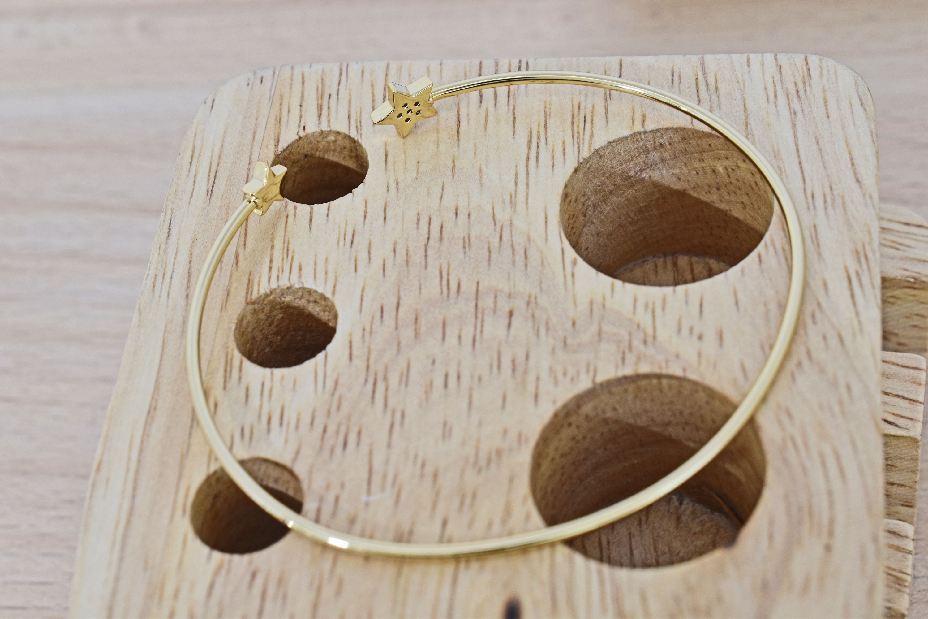 Star Wire Bangle, BW-02G, 16K Shiny Gold Plated Brass, Wire 1.3mm Thick ...