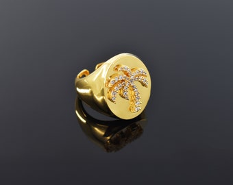 Palm Tree Gold Ring - Etsy