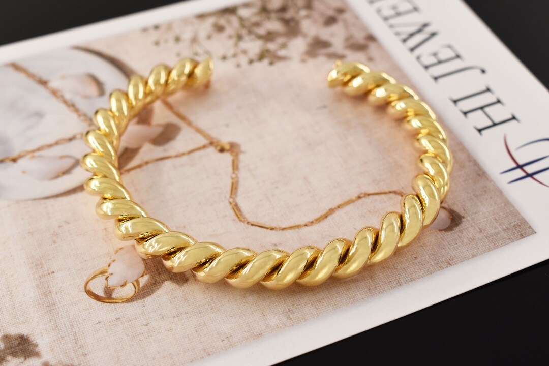 Rope Bangle, BI-28G, 1 Piece, 16K Gold Plated Brass, Twisted Bangle ...