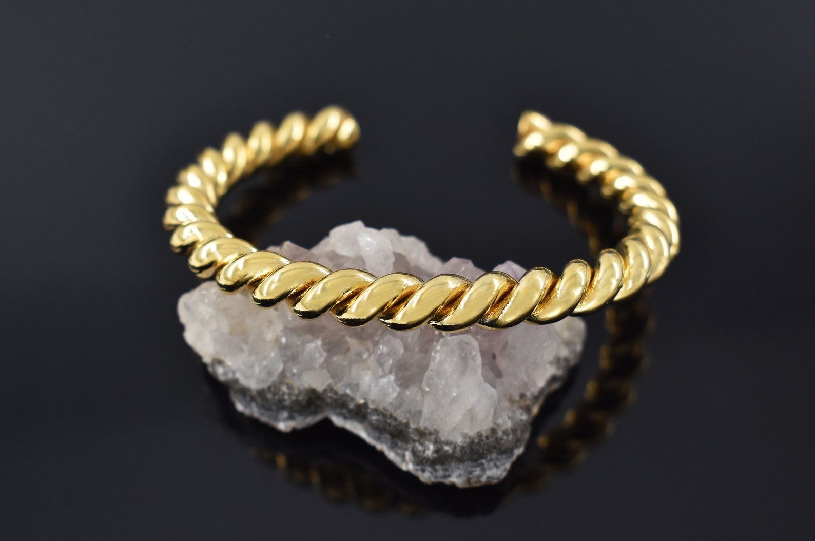 Rope Bangle, BI-28G, 1 Piece, 16K Gold Plated Brass, Twisted Bangle ...