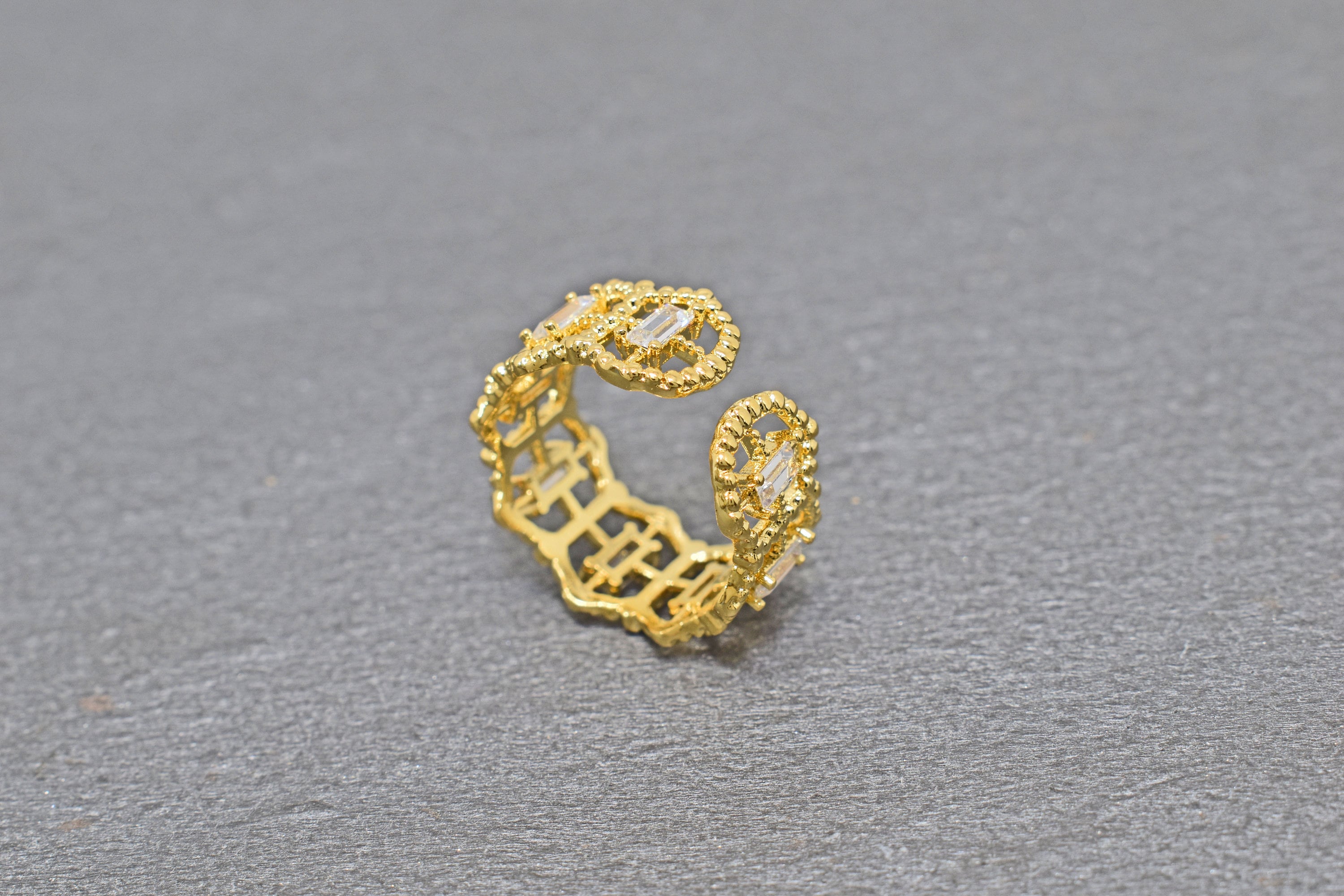 Ring, RW-46G, 16K Shiny Gold Plated Brass, Adjustable Ring, Inner 16mm ...