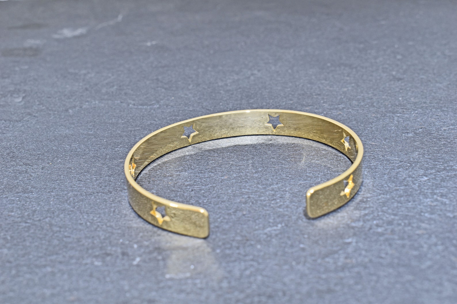 Star Bangle, BI-03G, 1pc, 16K Gold Plated Brass, 8mm Wide, Inner 60mm ...