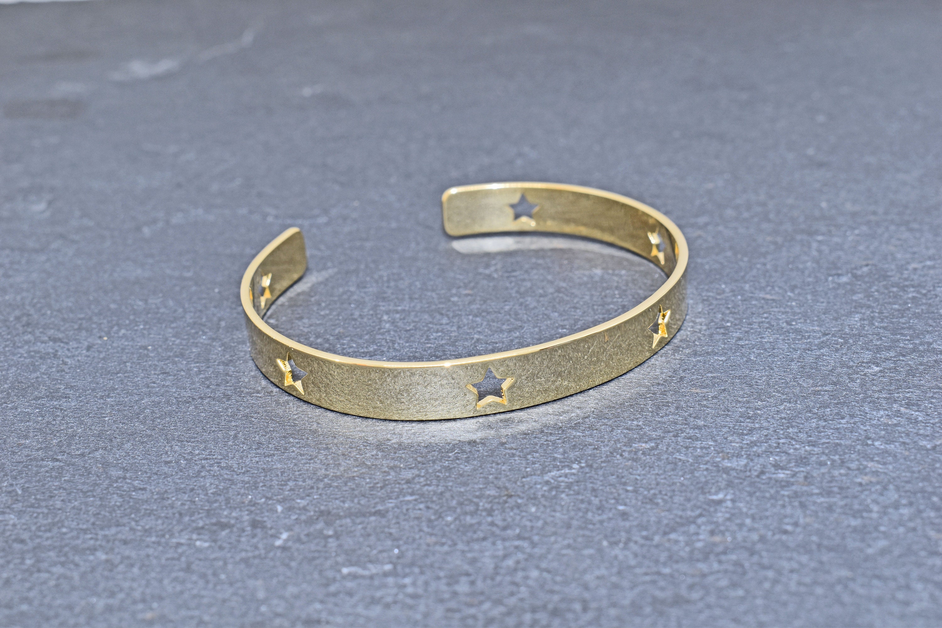 Star Bangle, BI-03G, 1pc, 16K Gold Plated Brass, 8mm Wide, Inner 60mm ...