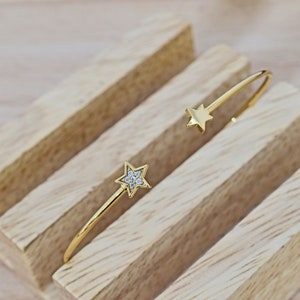 Star Wire Bangle, BW-02G, 16K Shiny Gold Plated Brass, Wire 1.3mm Thick ...