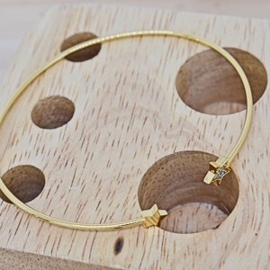 Star Wire Bangle, BW-02G, 16K Shiny Gold Plated Brass, Wire 1.3mm Thick ...