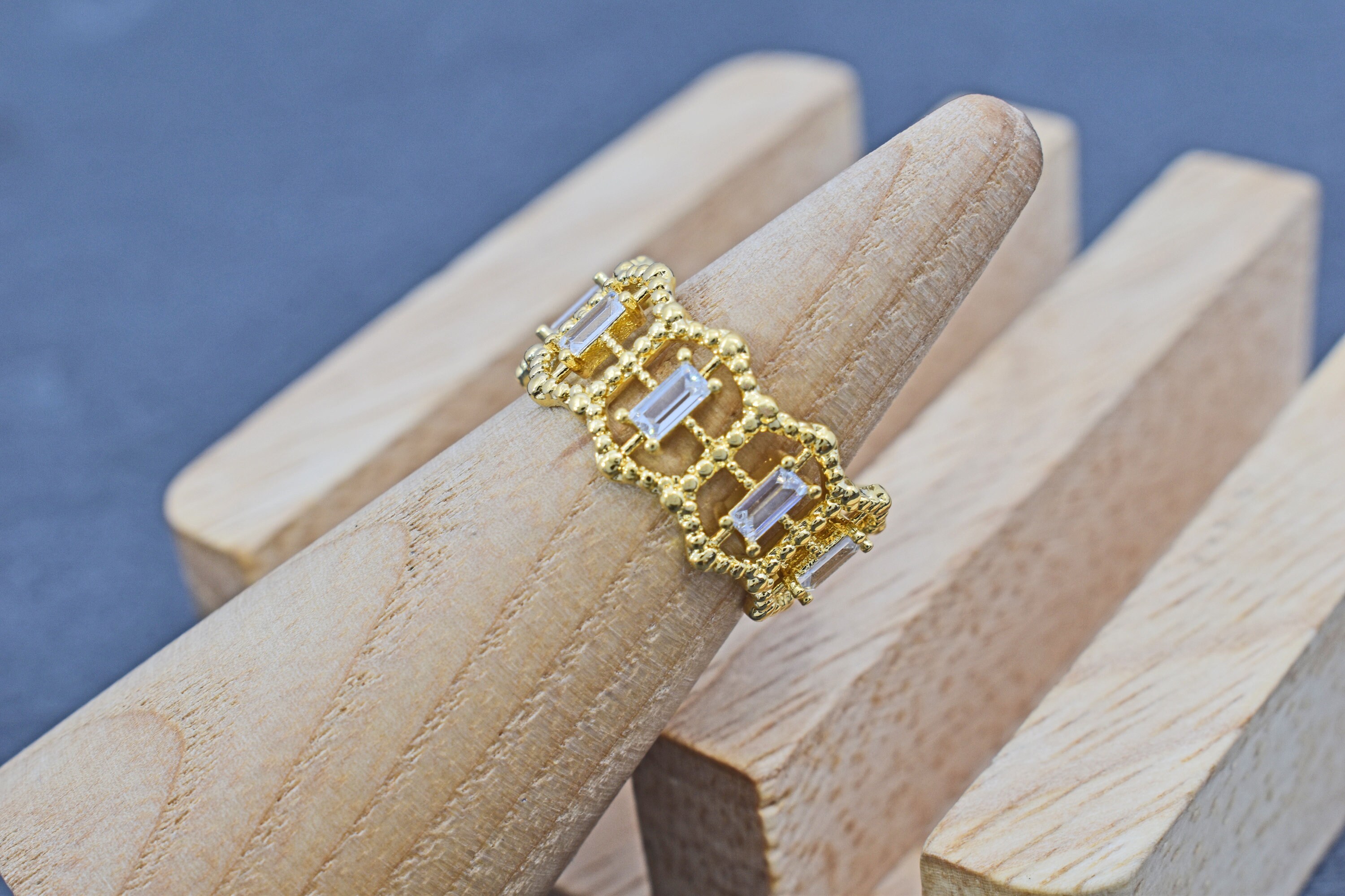 Ring, RW-46G, 16K Shiny Gold Plated Brass, Adjustable Ring, Inner 16mm ...