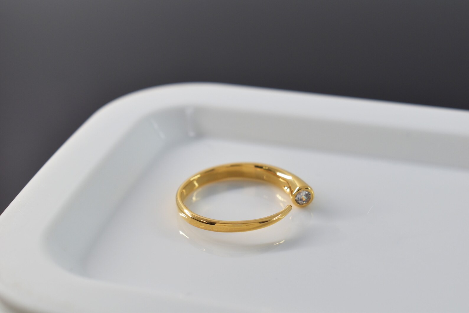 Ring, RI-56G, 1pc, 16K Shiny Gold Plated Brass, CZ Star Ring, Inner ...