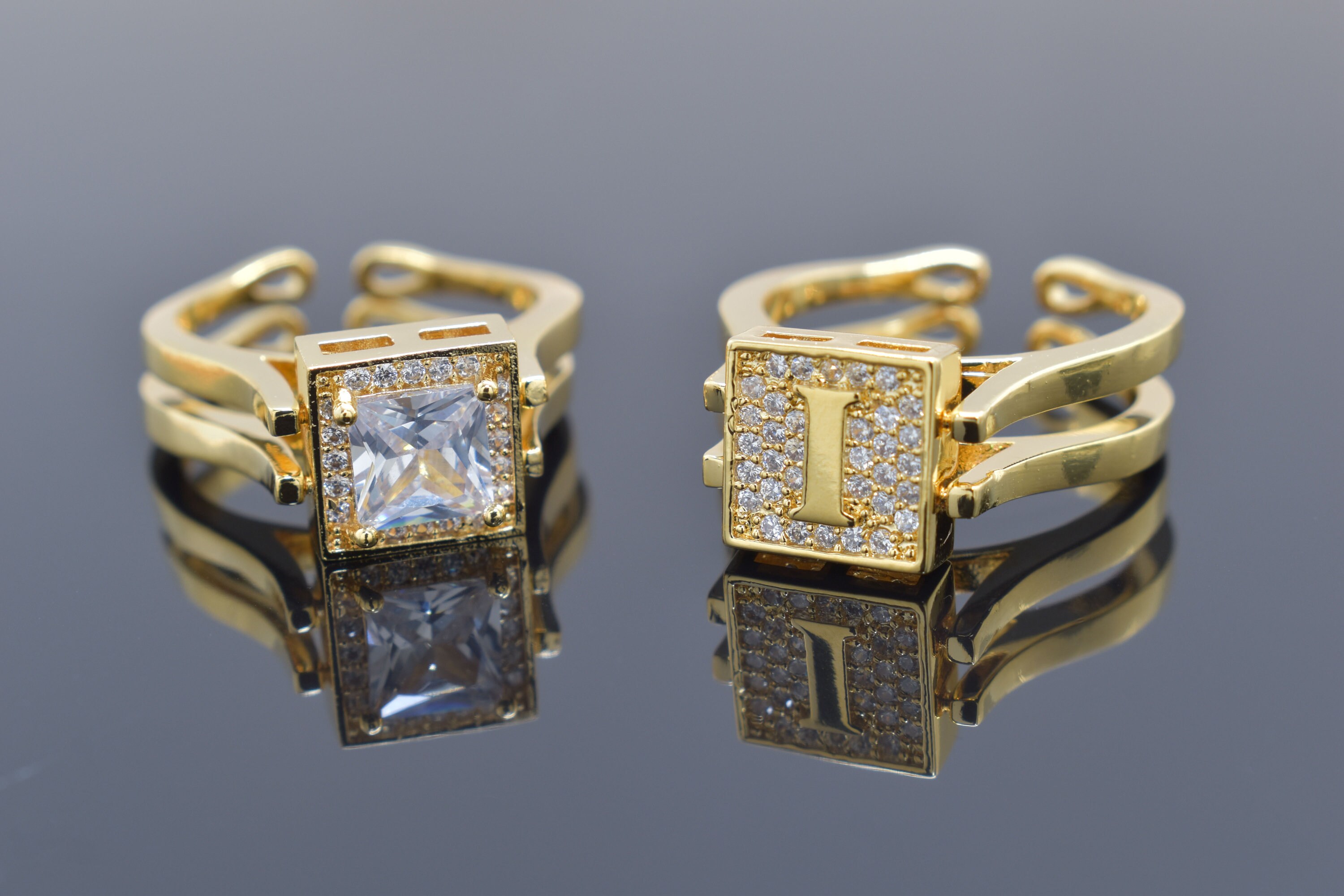 Alphabet Ring, ARW-IG, I, 1pc, Reversible Ring, 16K Shiny Gold Plated ...