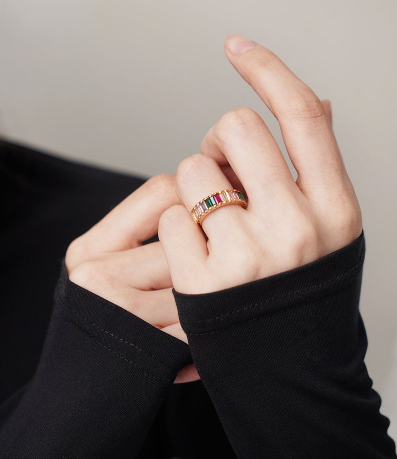 Ring, RW-74G, 1pc, 16K Shiny Gold Plated Brass, Multi Colored CZ Ring ...