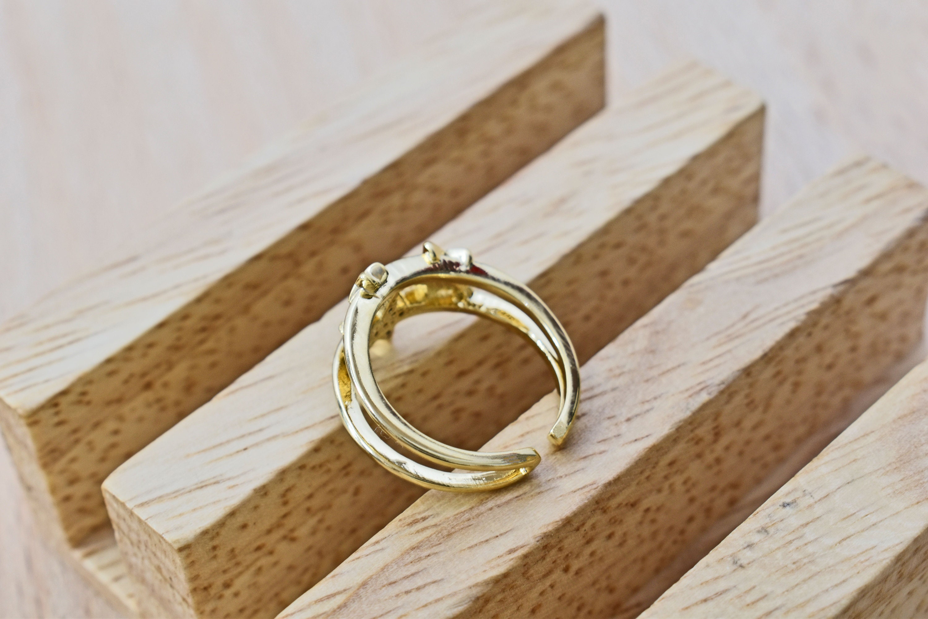 Ring, RW-36G, 1Stk, Cubic Star Ring, 16K glänzend vergoldetes Messing ...