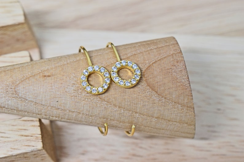 Cubic Wire Earring Hoops, EI-33G, 2pcs, 16K Shiny Gold Plated Brass ...