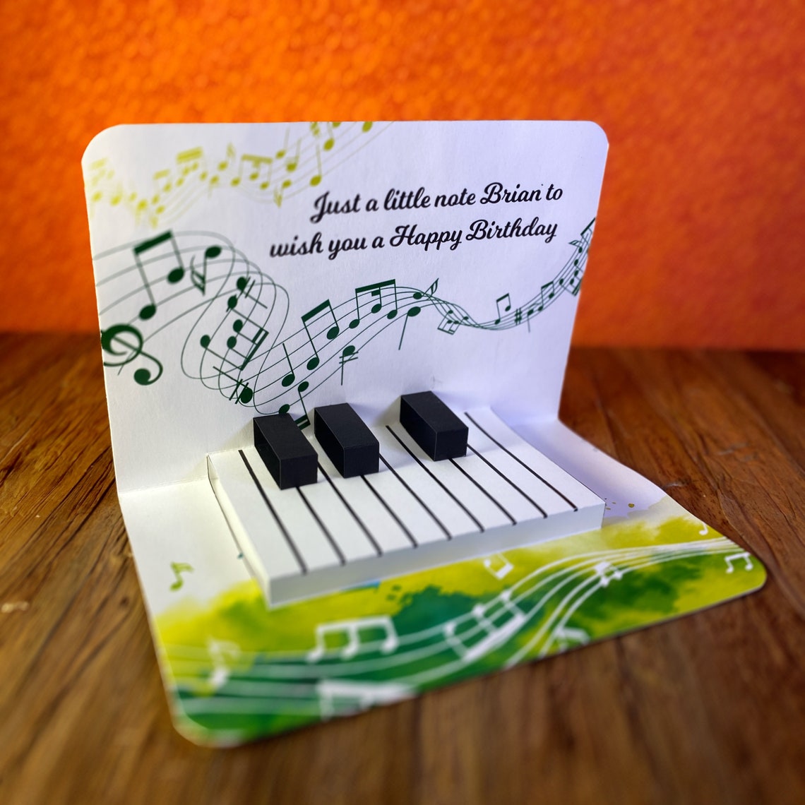 Personalized Piano Pop up Greeting Card, Custom Card, Piano Card, Piano ...