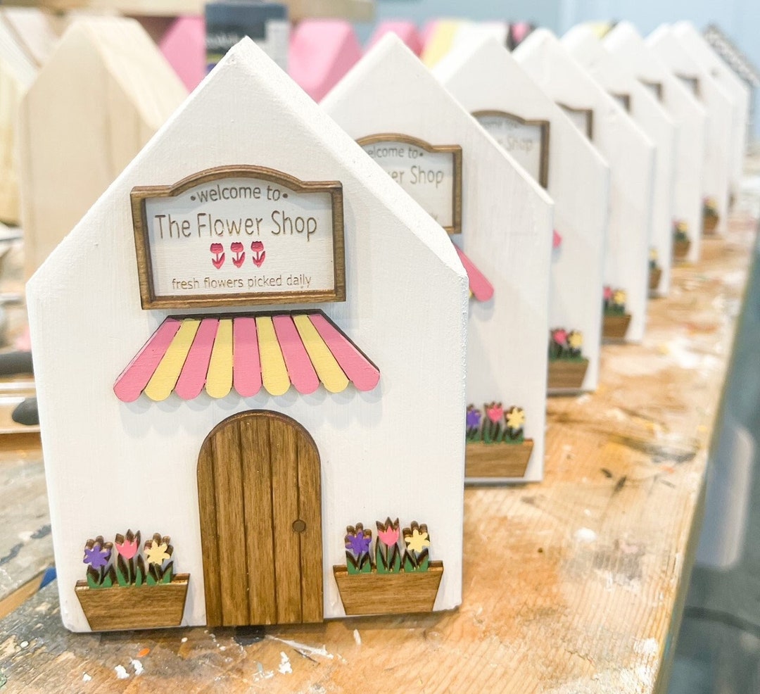 Spring Flower Shop/3d Wood Signs/chunky Shelf Sitter/tiered Tray Signs ...