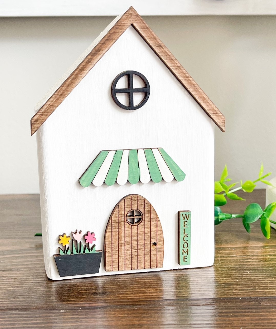 Welcome Mini House/3d Wood Signs/chunky Shelf Sitter/tiered Tray Signs ...