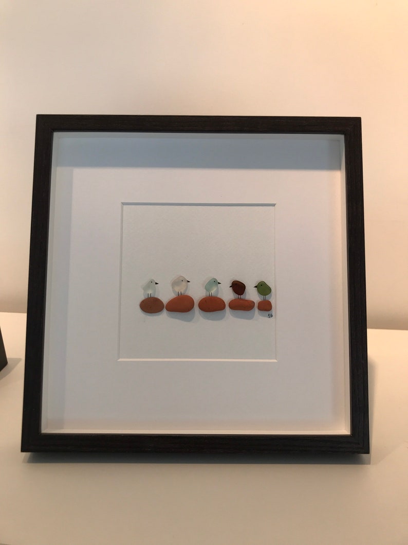 Sea Glass Art / Seaglass Birds on Sea Brick Perch/ Seaglass - Etsy