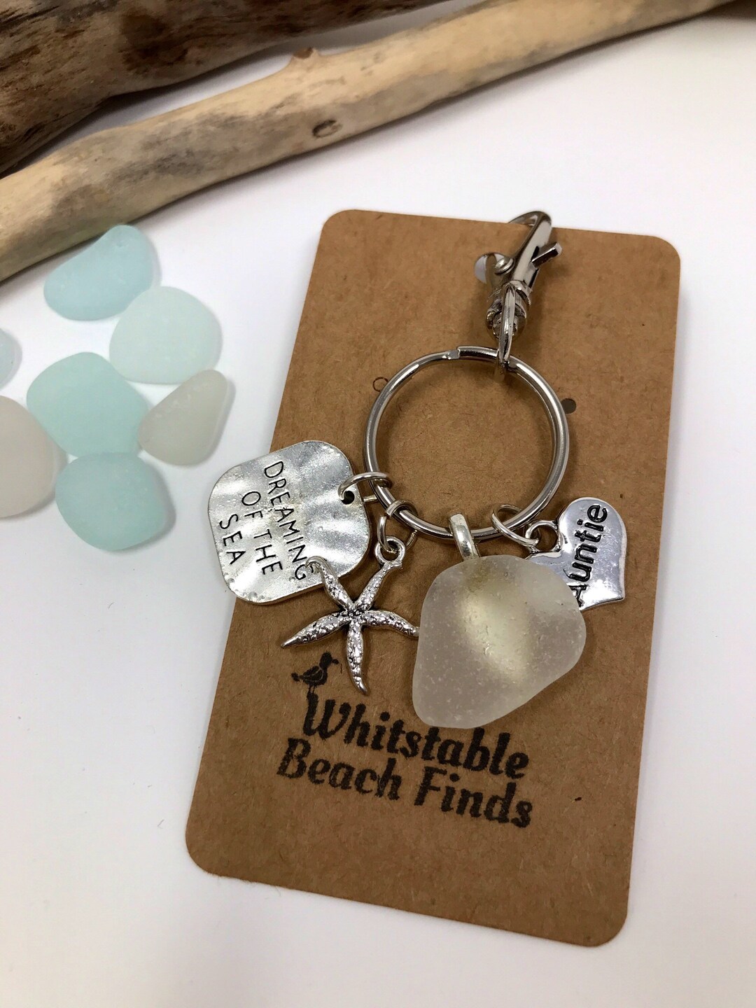 Sea Glass Keyring Dreaming of the Sea Soft White - Etsy