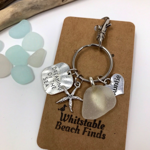 Wild Swimming Sea Glass Keyring Just Keep Swimming Pale Blue/white With ...
