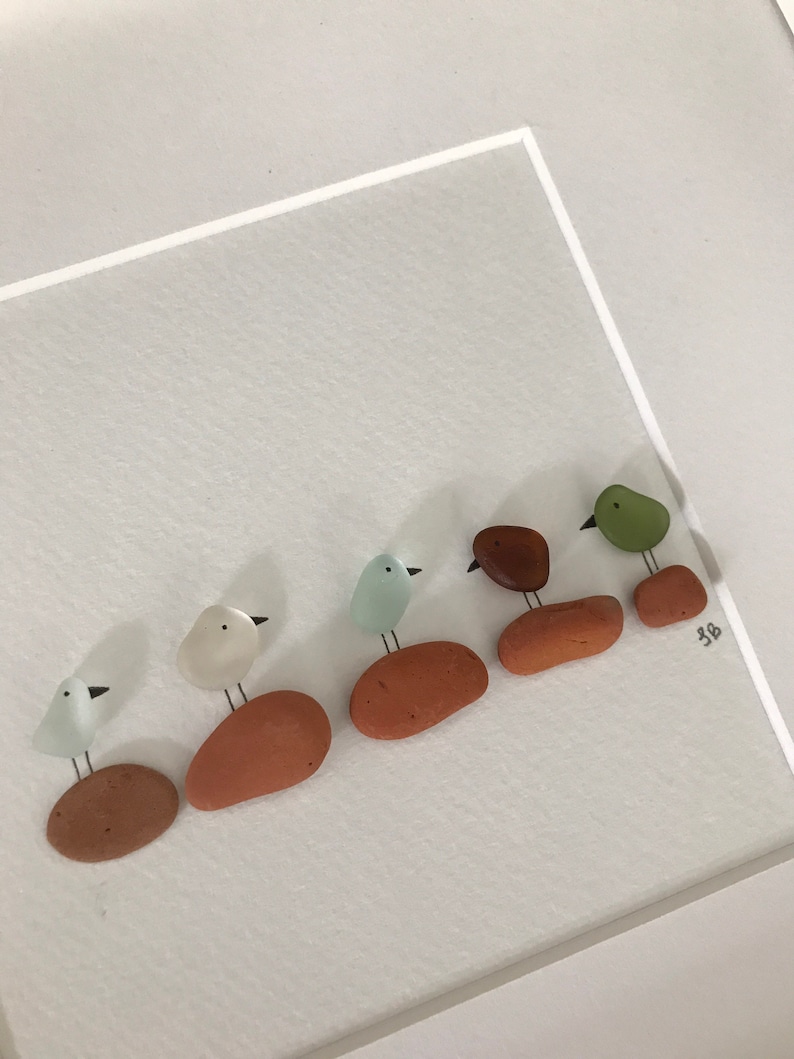 Sea Glass Art / Seaglass Birds on Sea Brick Perch/ Seaglass - Etsy