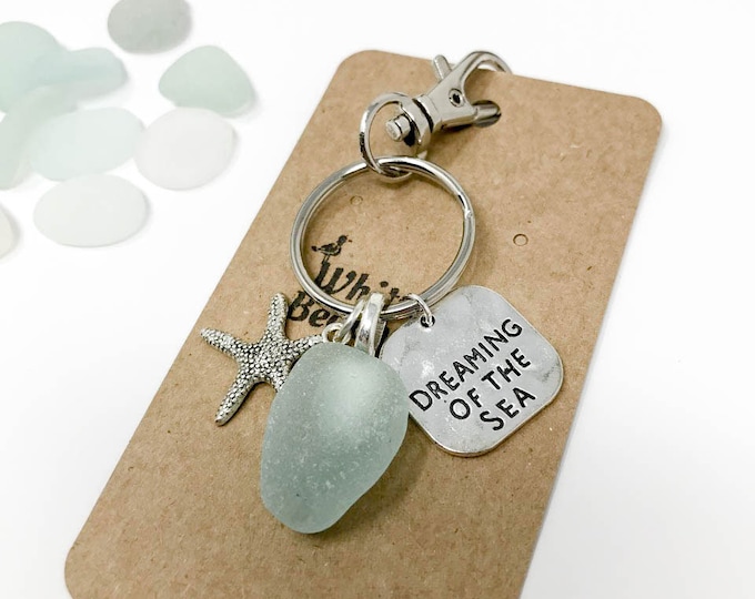 Sea Glass Keyring - Dreaming of the Sea - Pale Blue - Etsy UK