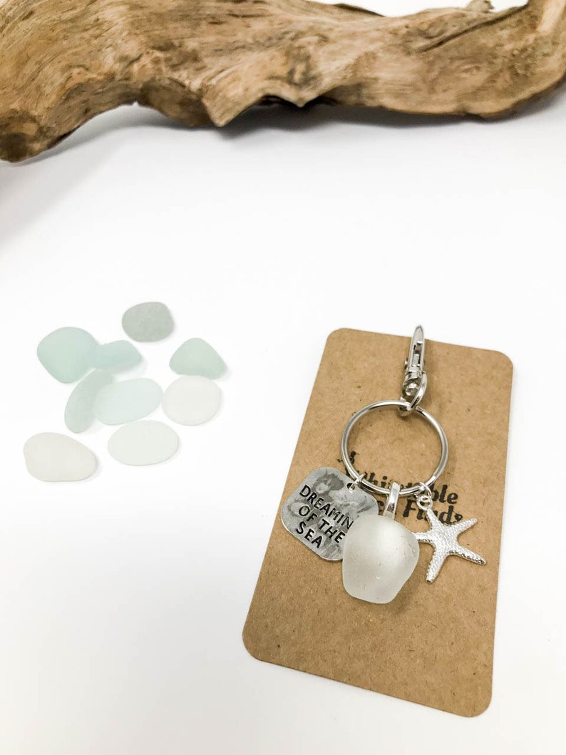 Sea Glass Keyring Dreaming of the Sea With Star Fish Charm Beautiful ...