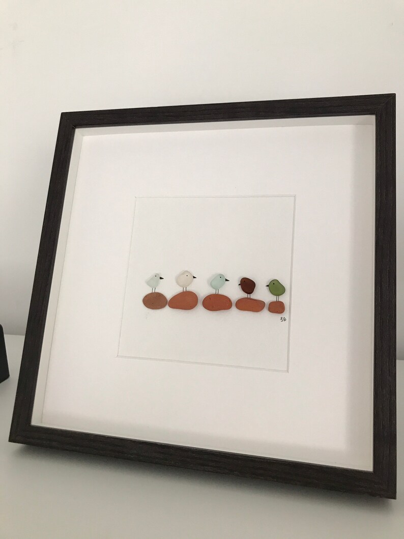 Sea Glass Art / Seaglass Birds on Sea Brick Perch/ Seaglass - Etsy