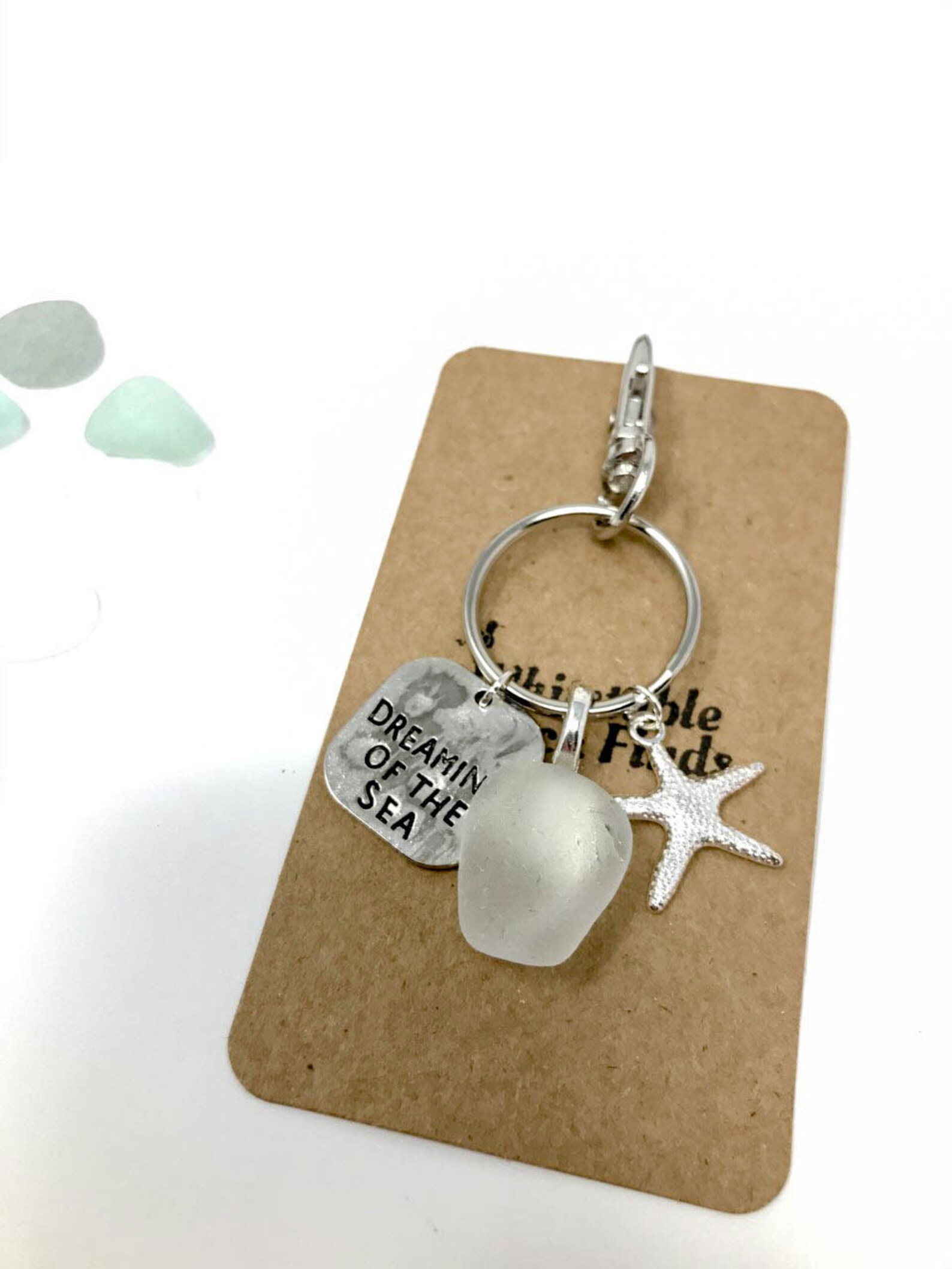 Sea Glass Keyring Dreaming of the Sea With Star Fish Charm Beautiful ...