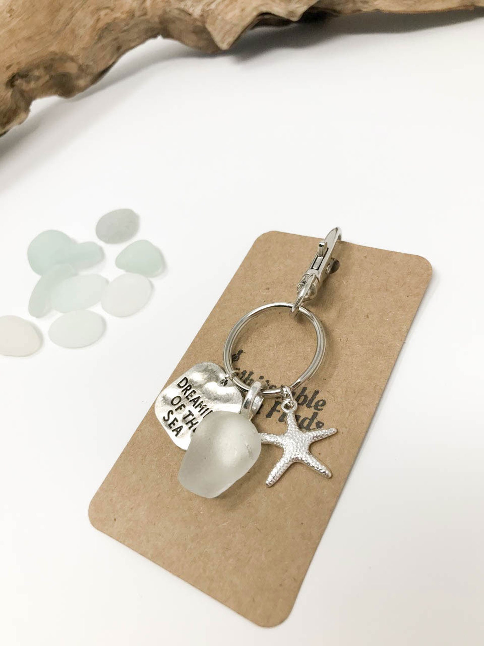Sea Glass Keyring Dreaming of the Sea With Star Fish Charm Beautiful ...