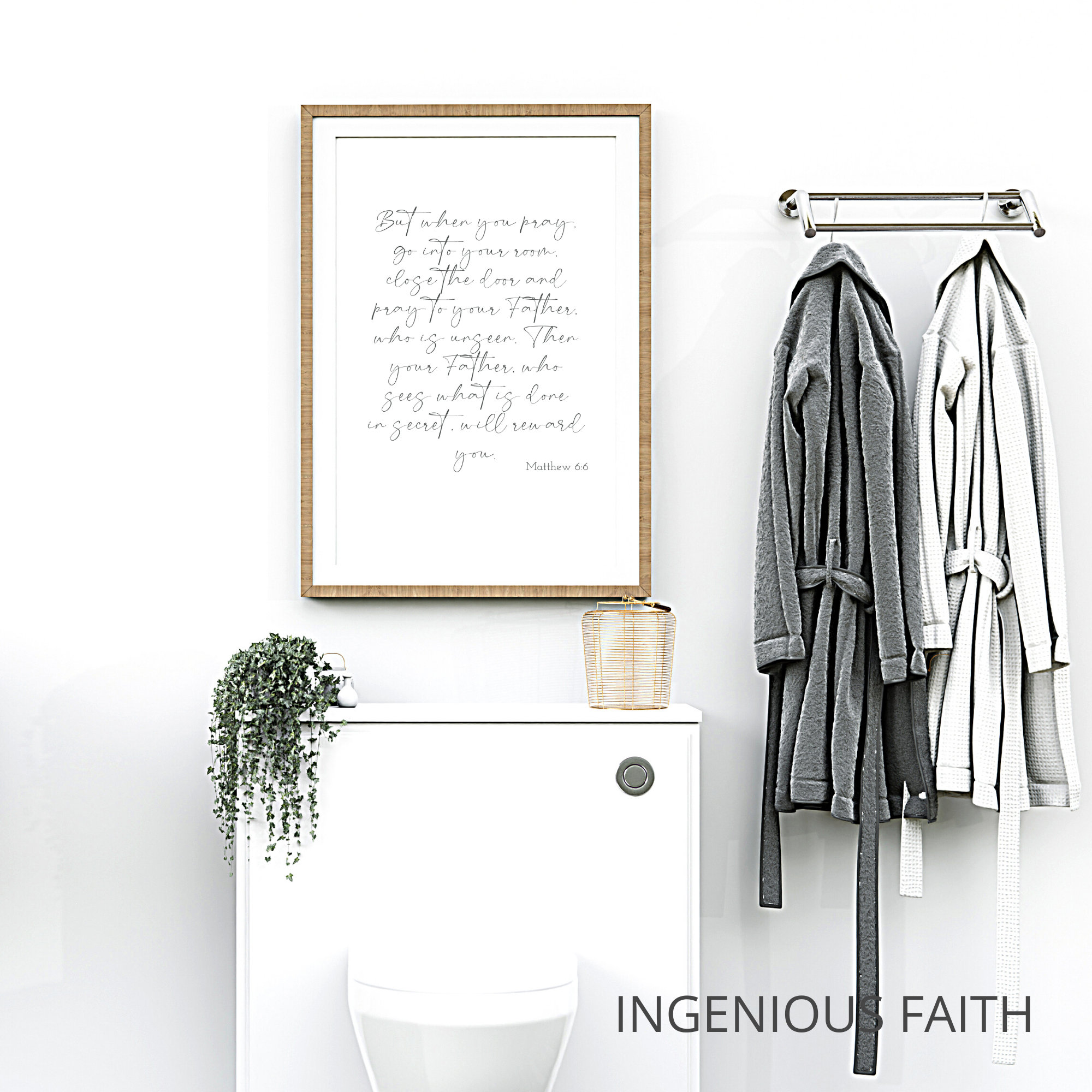 Handlettering Bible Verse for Bathroom Modern Black and White Bible ...
