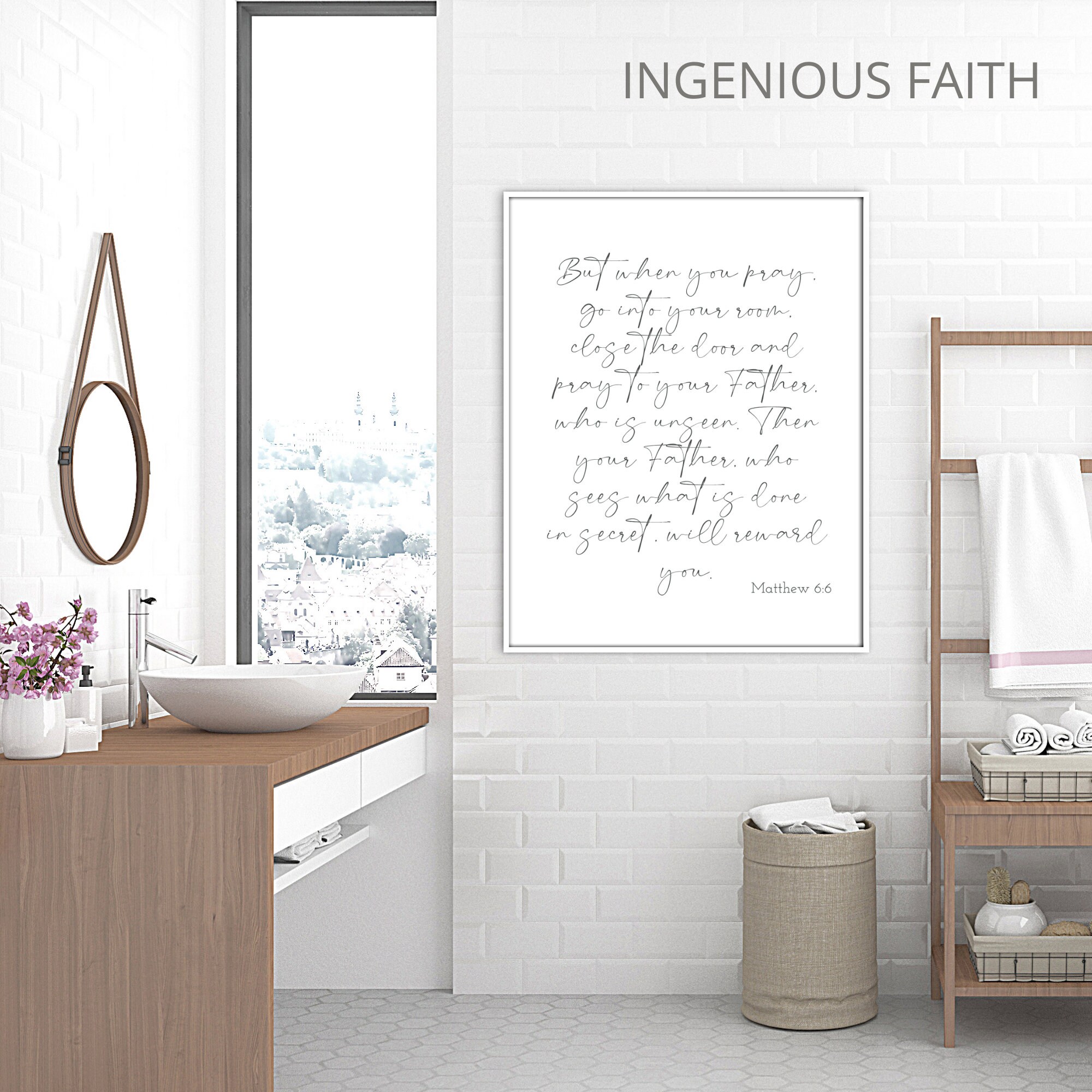 Handlettering Bible Verse for Bathroom Modern Black and White Bible ...