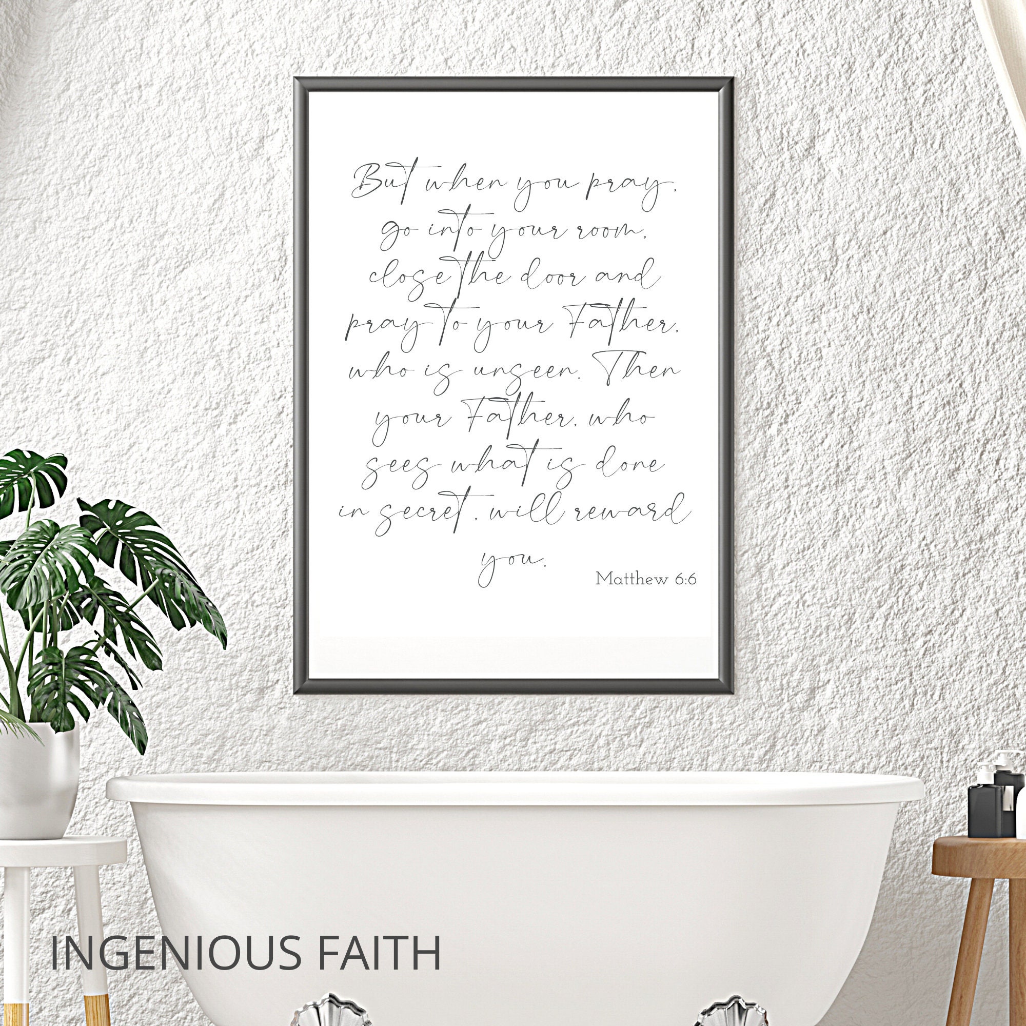 Handlettering Bible Verse for Bathroom Modern Black and White Bible ...