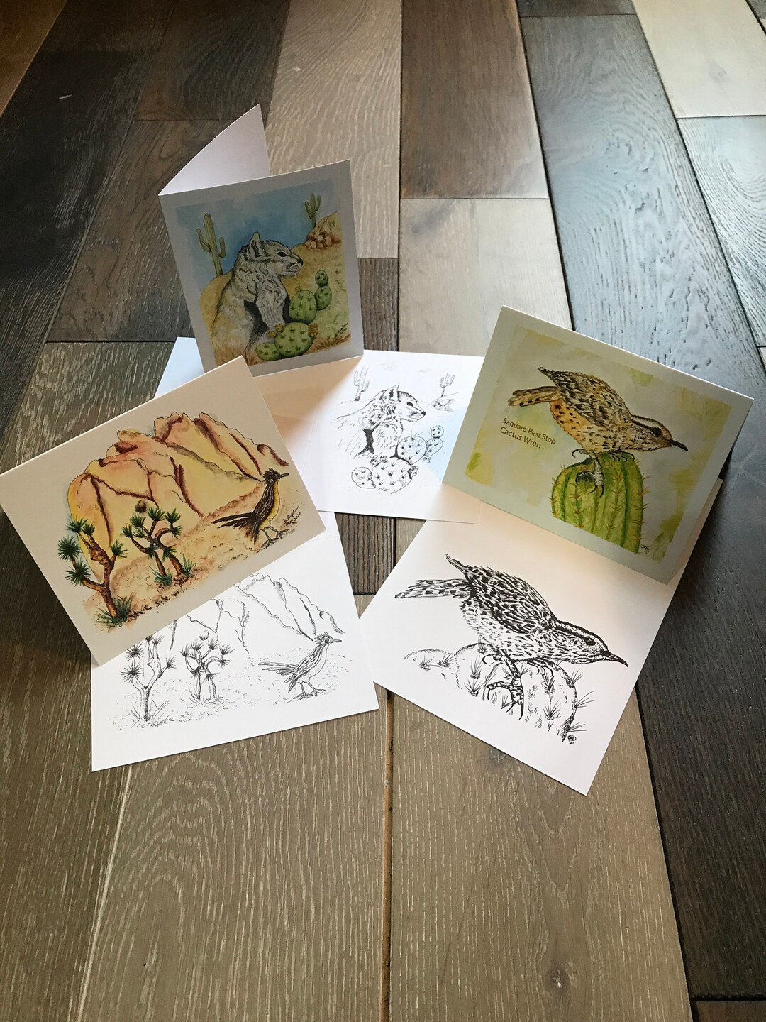 Hand Painted Watercolor Art Desert Note Card Collection Illustrated ...