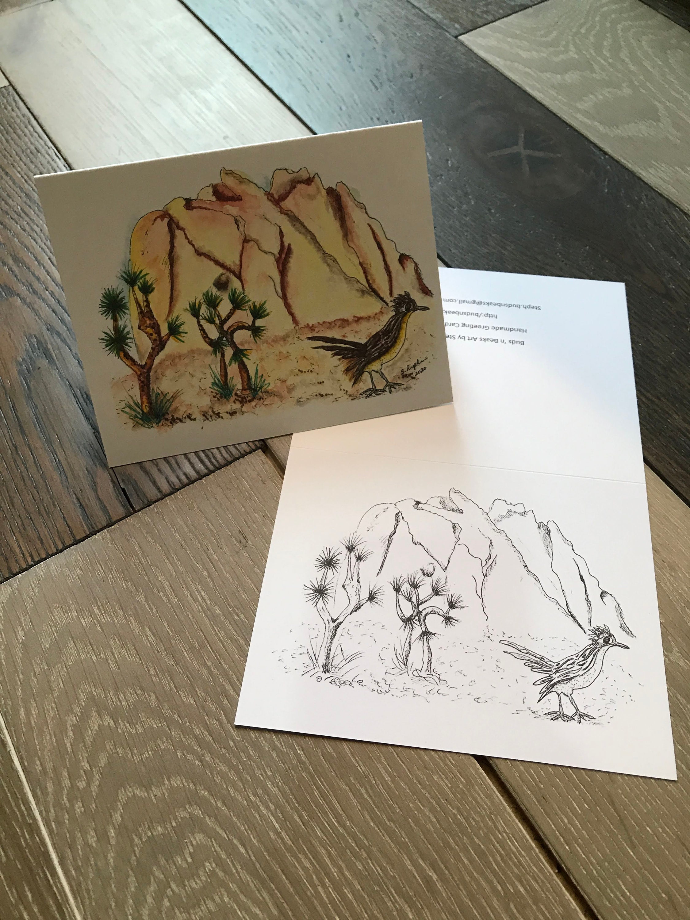 Hand Painted Watercolor Art Desert Note Card Collection Illustrated ...