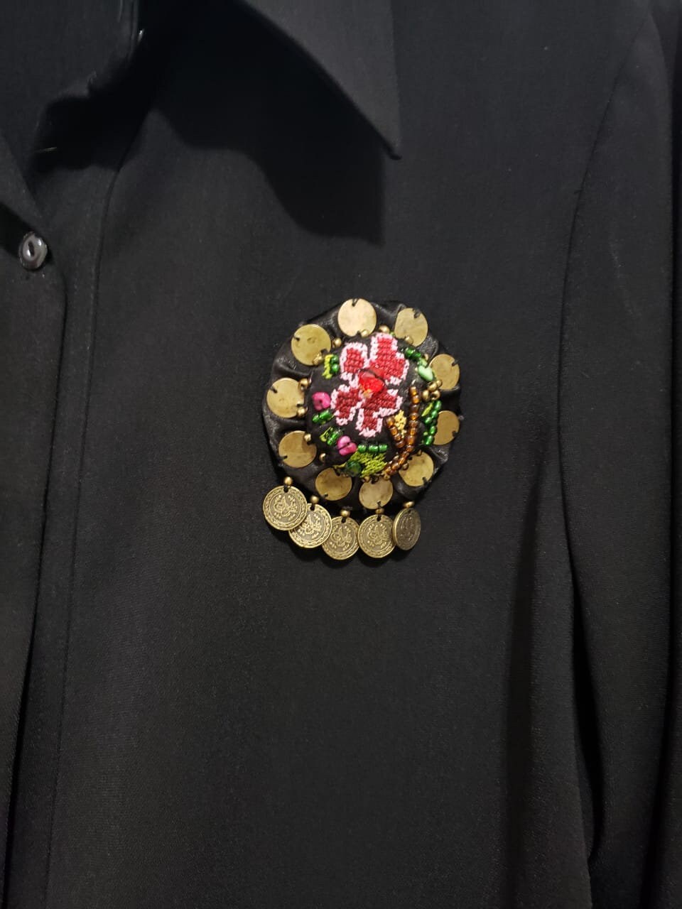 Handmade Palestinian Keffiyeh Brooch Traditional Palestinian Kufiya