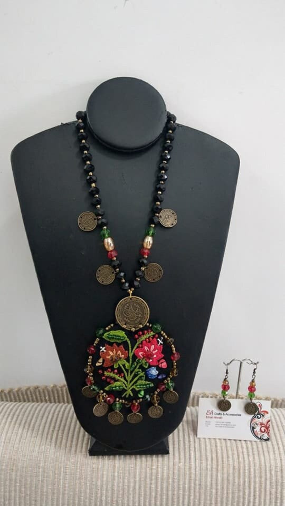 Handmade Palestinian Tatreez Embroidery Necklace, One Piece Design ...