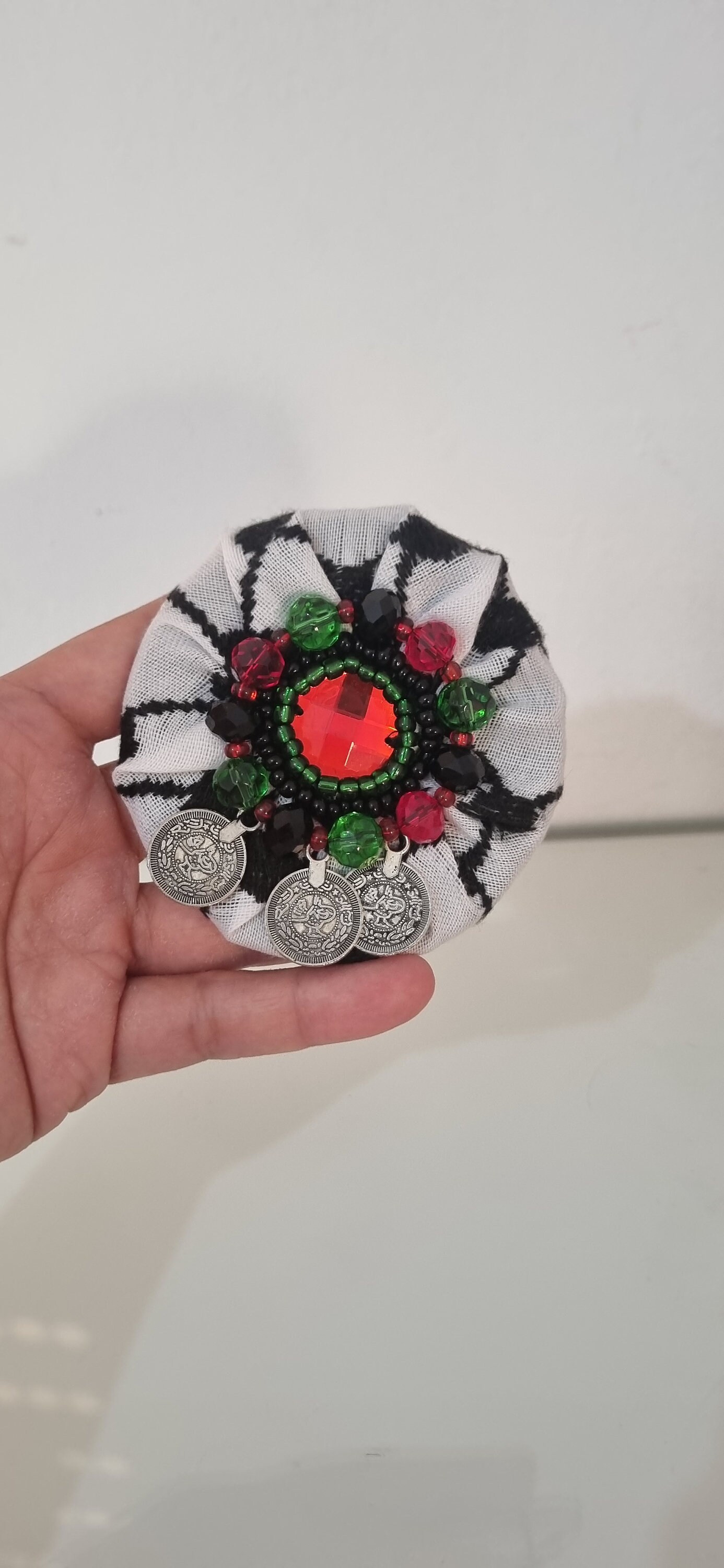 Handmade Palestinian Keffiyeh Brooch Traditional Palestinian Kufiya