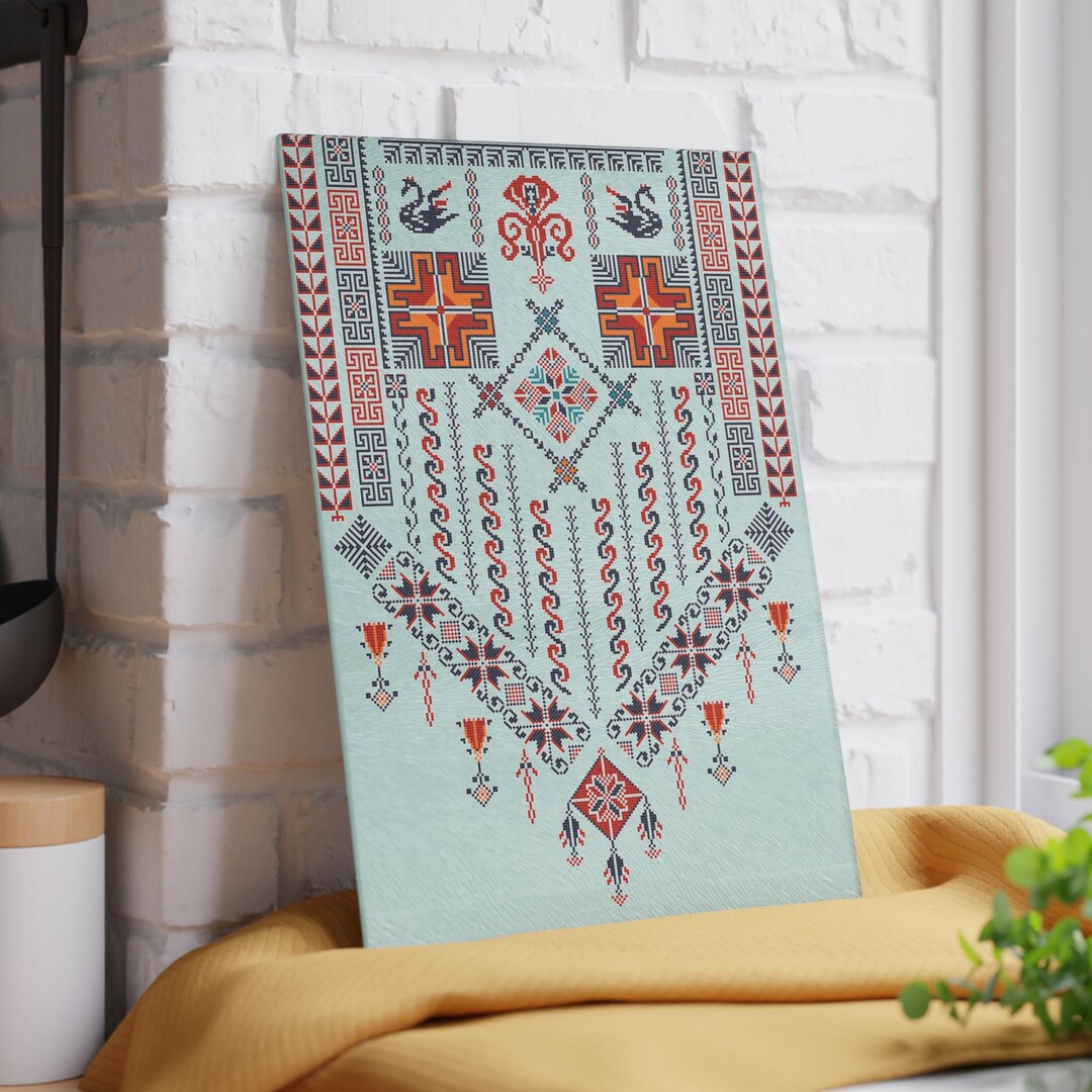 Palestinian Tatreez Glass Cutting Board, Ethnic Design Gift for ...