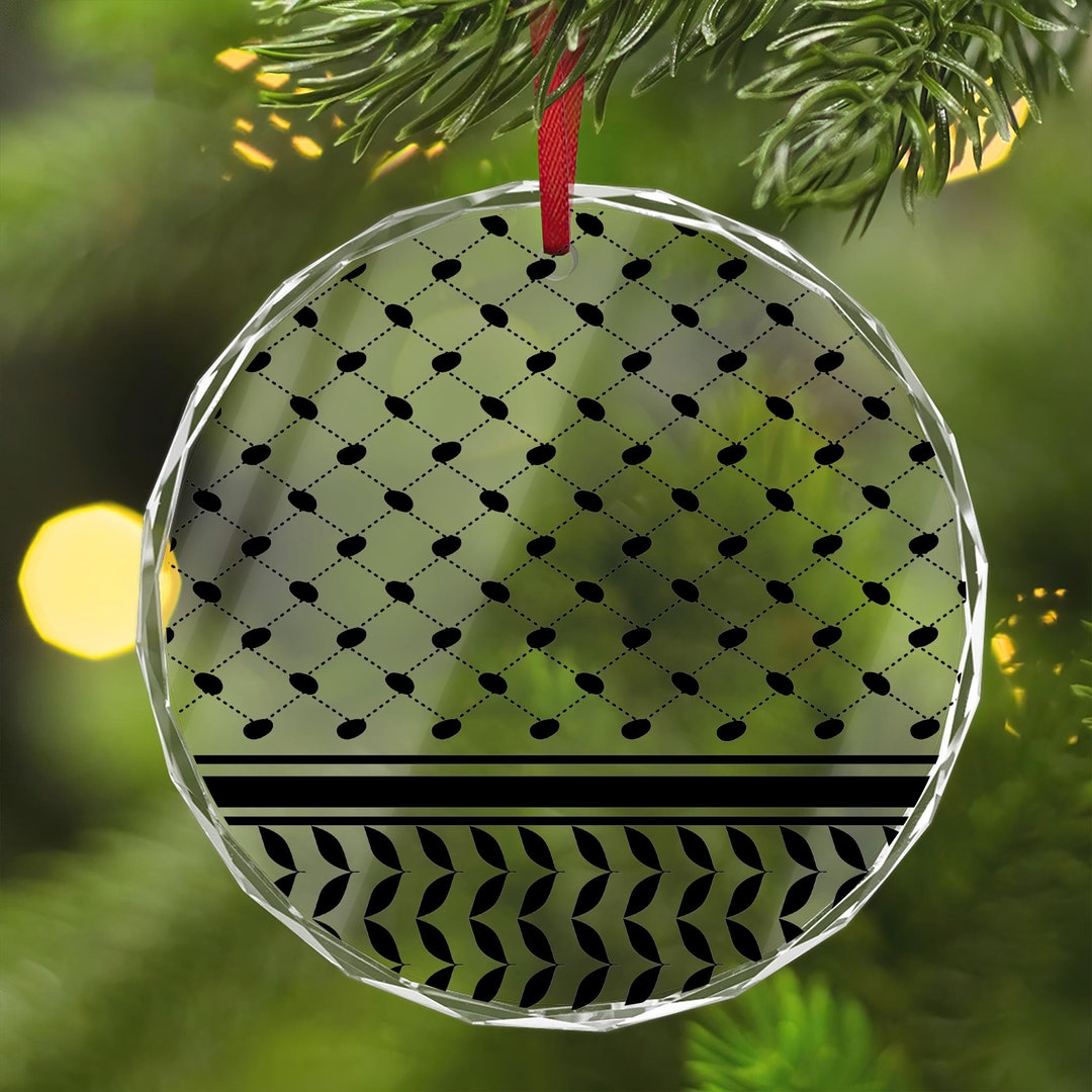 Crystal Glass Ornament, Palestine Kuffiya Xmas Ornament, Kuffiyeh ...