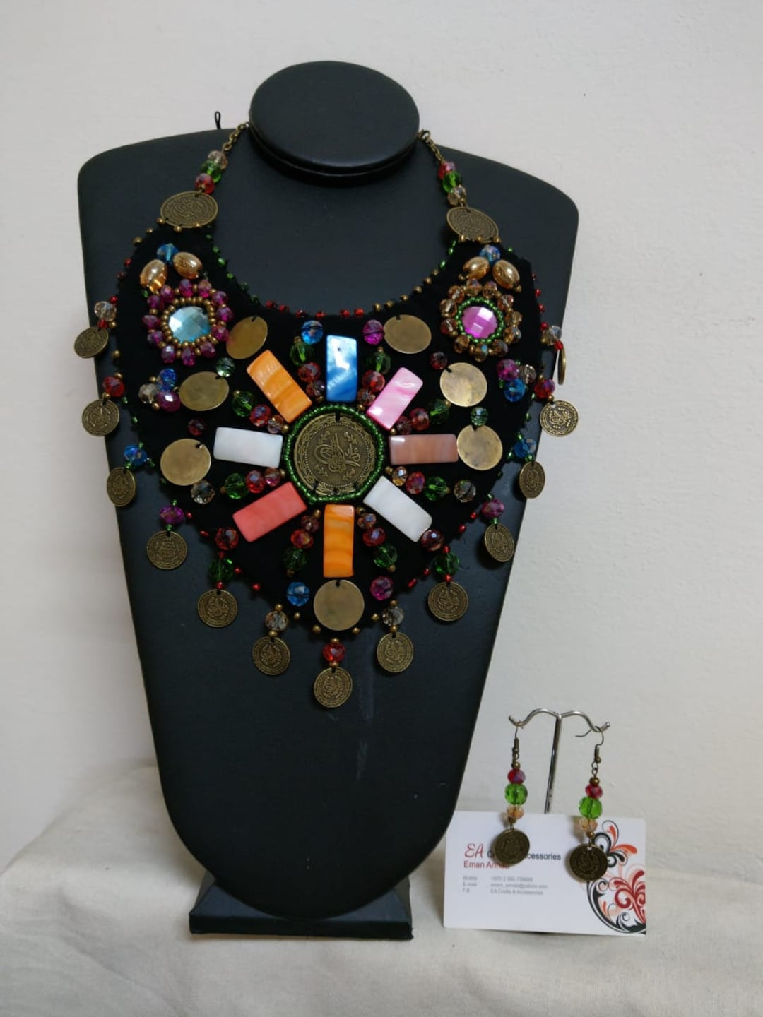 Handmade Palestinian Tatreez Embroidery Necklace, One Piece Design ...